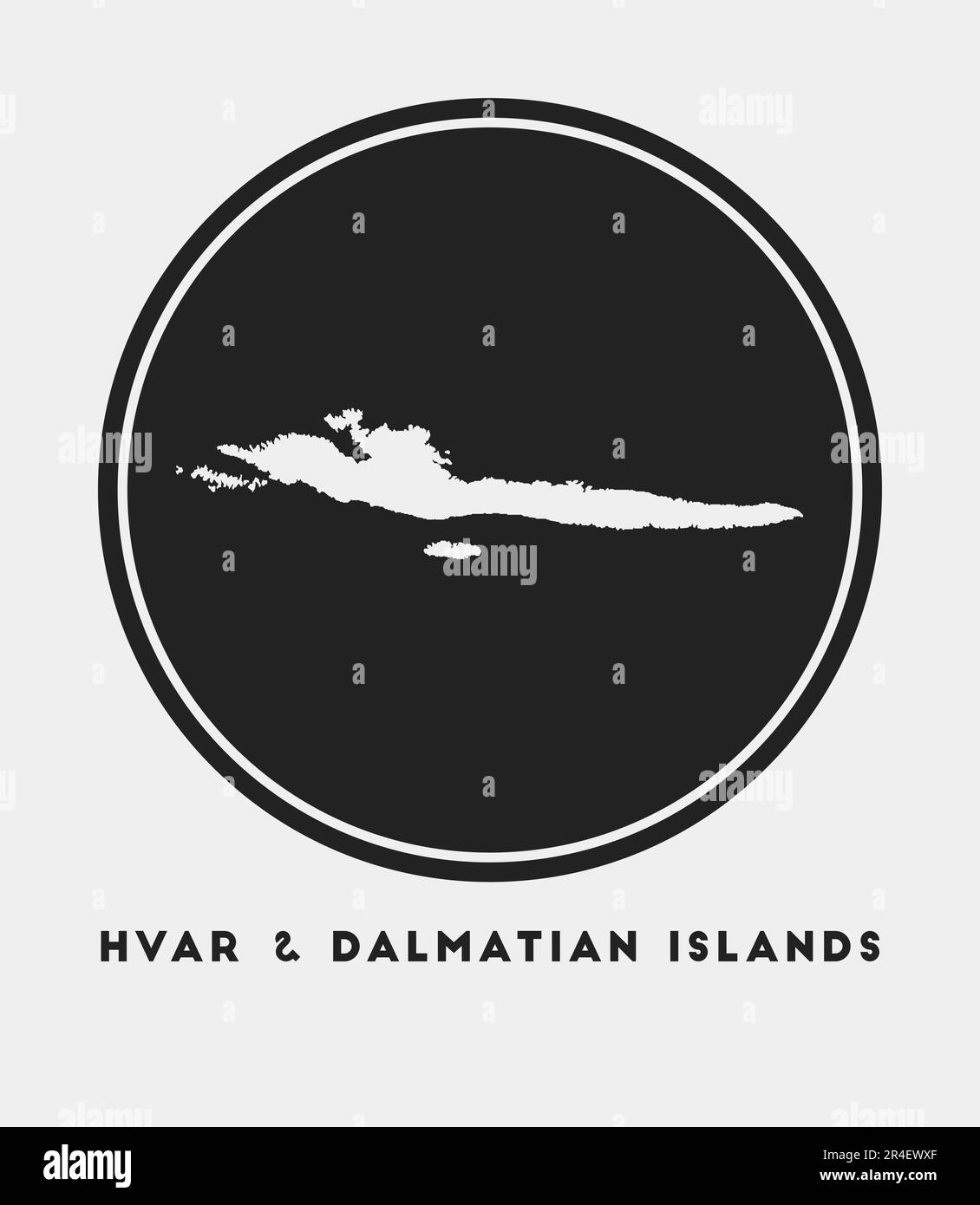 Hvar & Dalmatian Islands icon. Round logo with island map and title ...