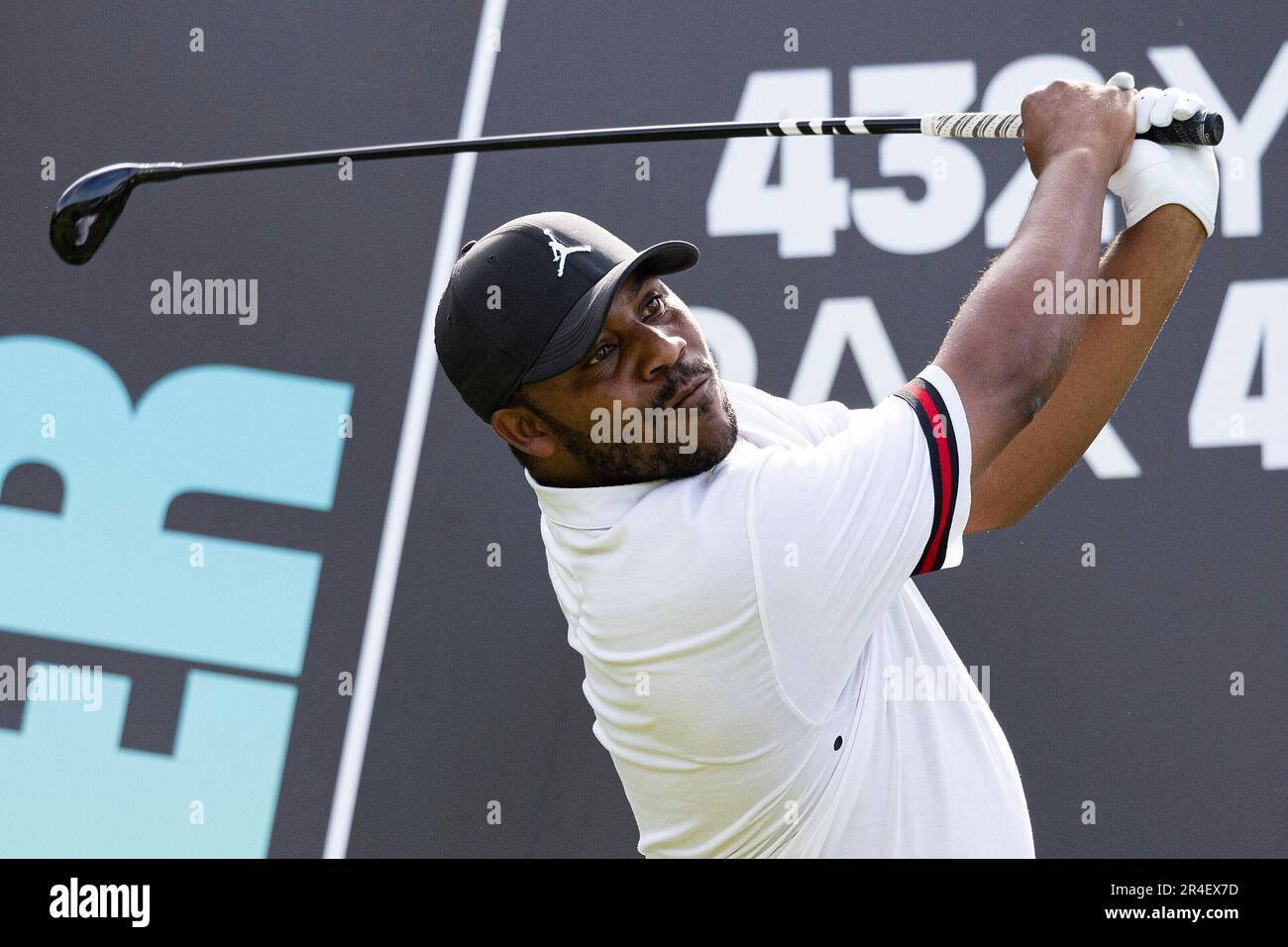 Harold Varner III, of RangeGoats GC, hits from the 14th tee during the ...