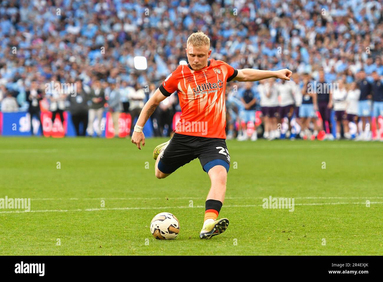 Joe Taylor of Luton Town scores from a penalty during the Sky Bet ...