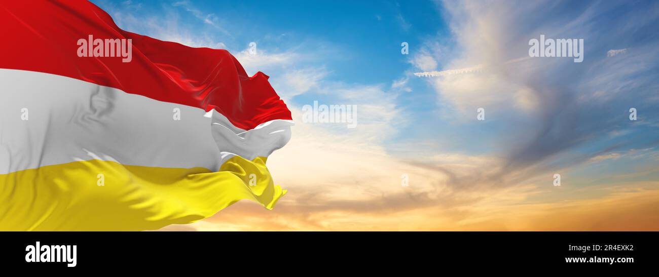 official flag of Sabak Bernam Malaysia at cloudy sky background on ...