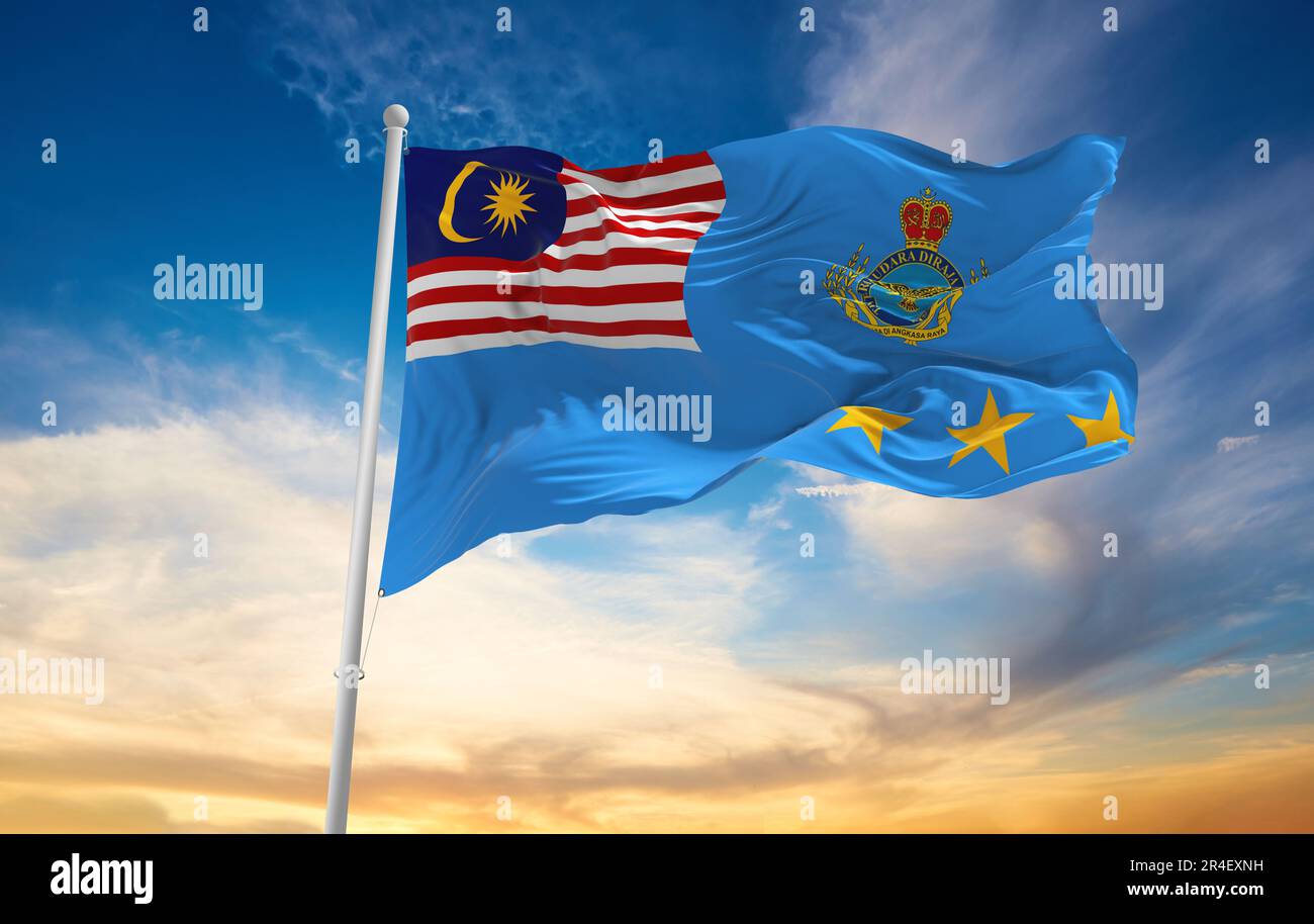 official flag of the Chief of the Royal Air Force Malaysia at cloudy ...