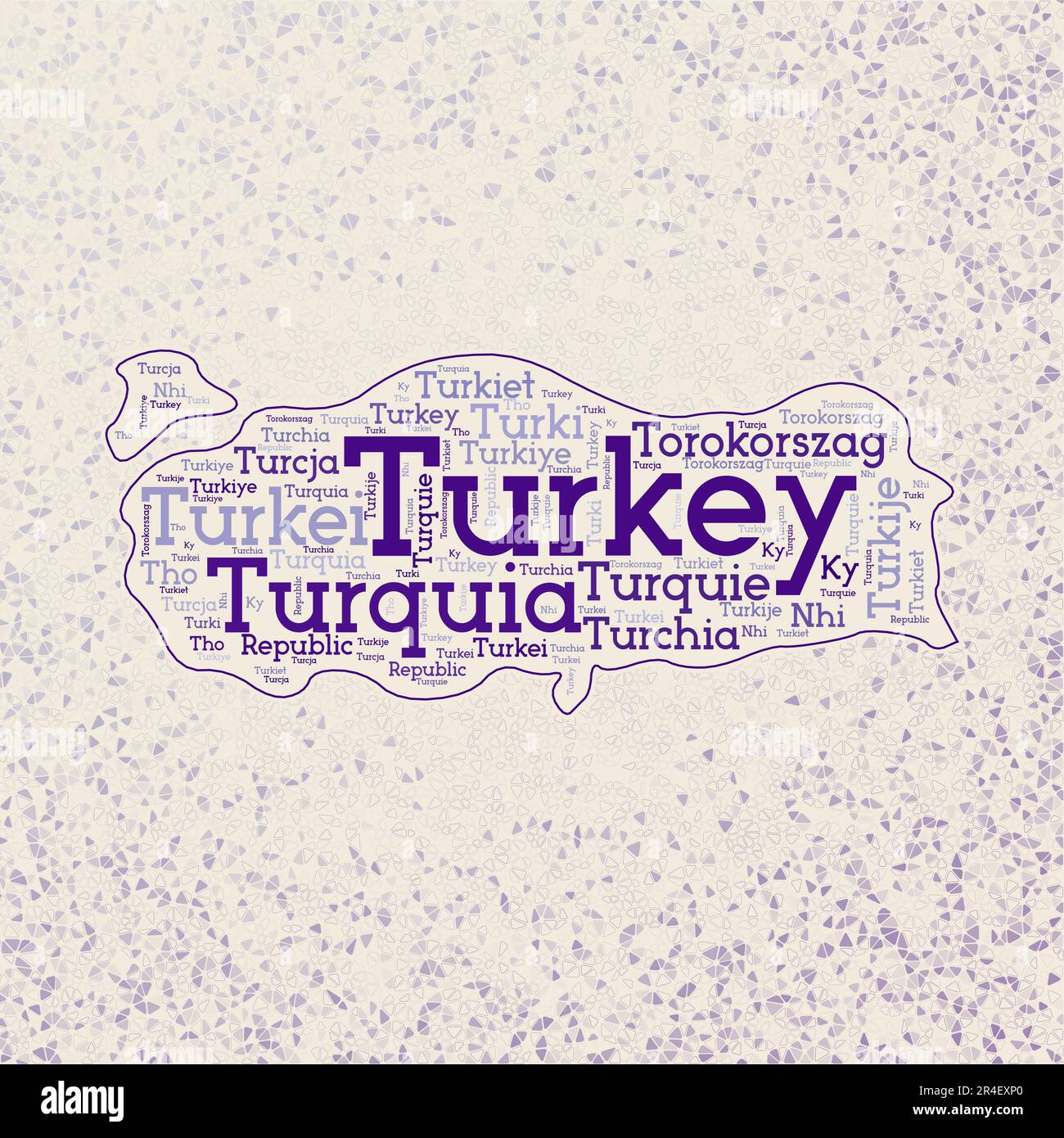 Turkey shape with country names word cloud in multiple languages ...
