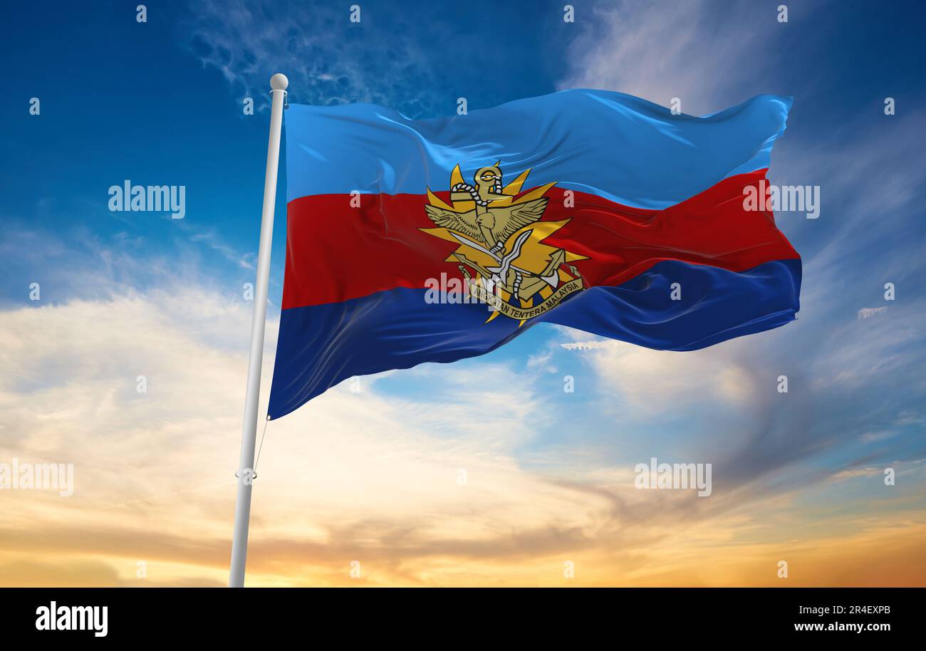 official flag of the Malaysian Armed Forces Malaysia at cloudy sky ...