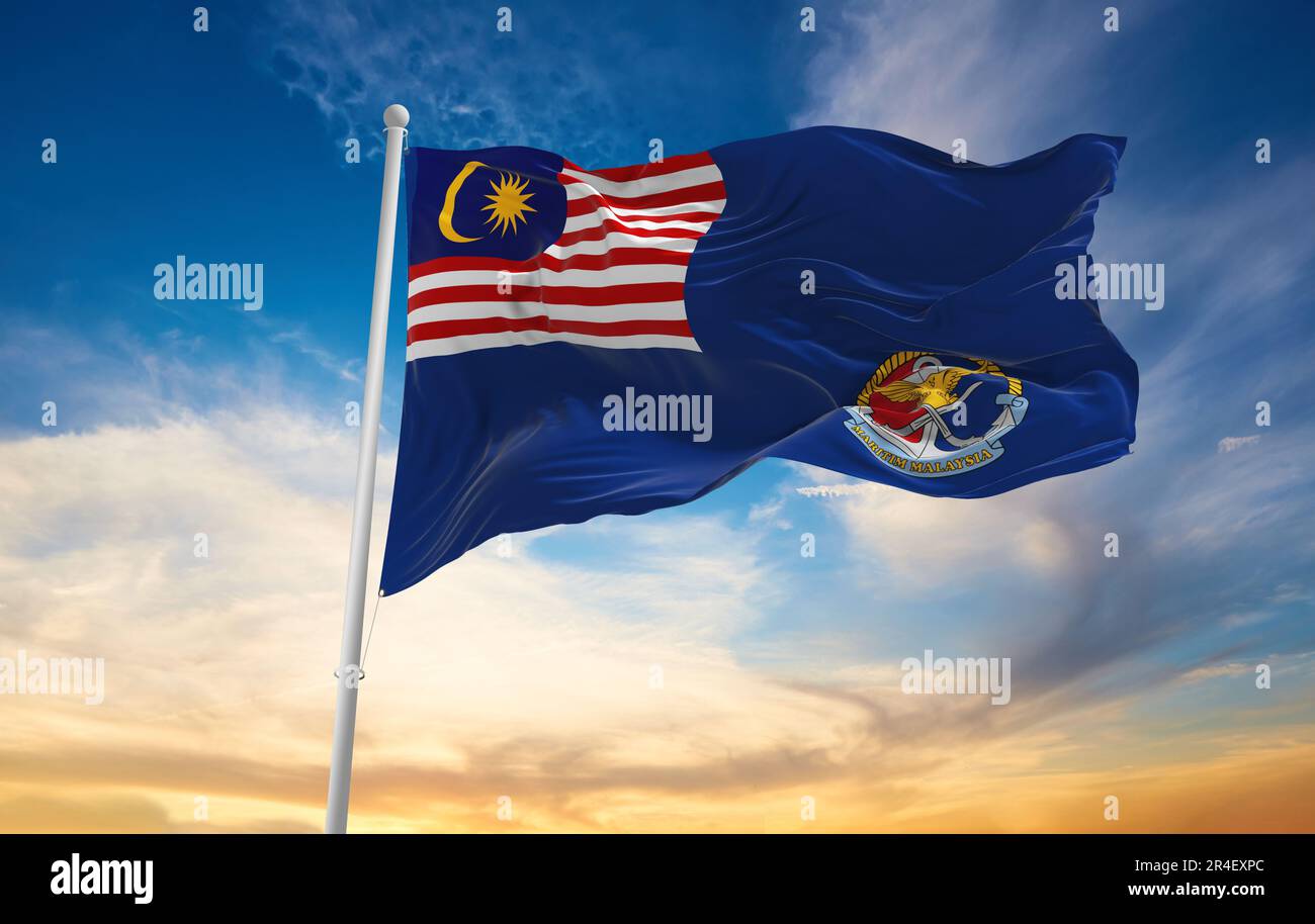 official flag of the Malaysian Maritime Enforcement Agency Malaysia at ...