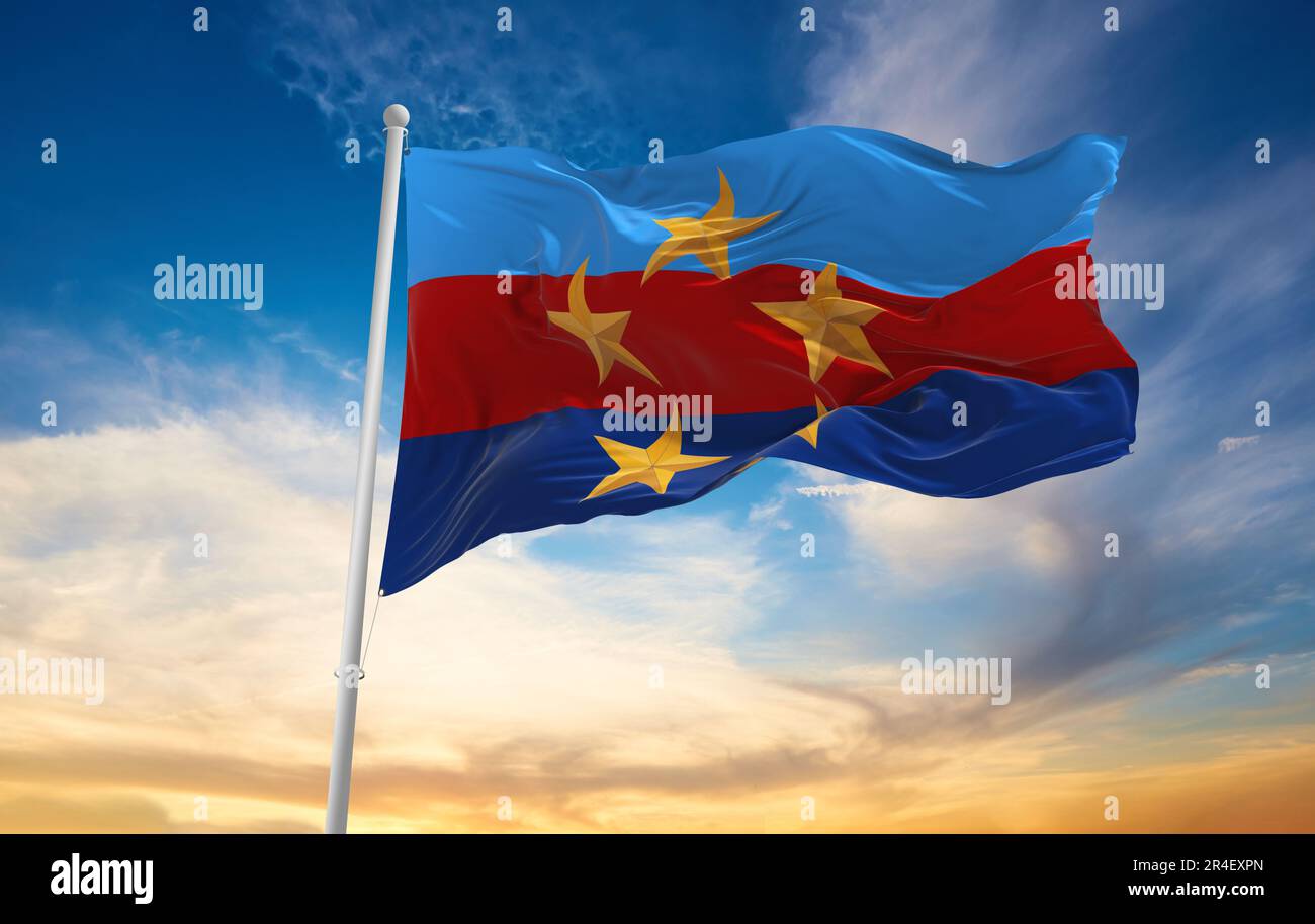official flag of the Commander-in-Chief Malaysia at cloudy sky ...