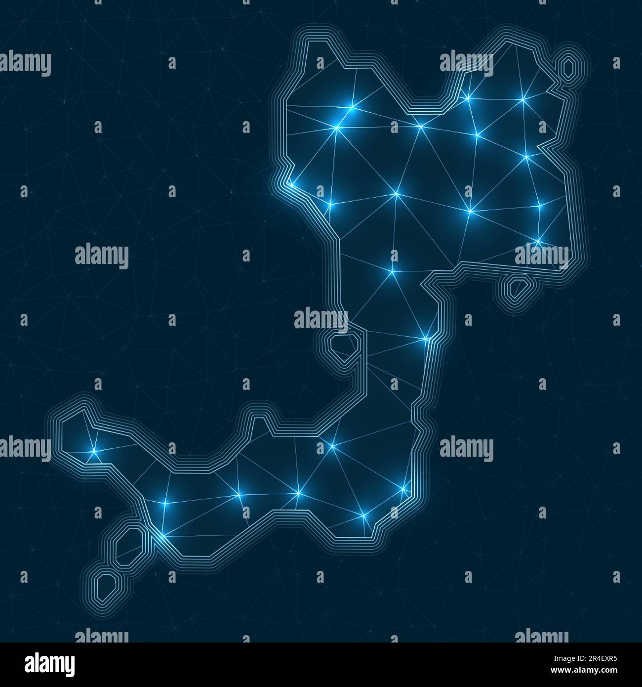 Canouan network map. Abstract geometric map of the island. Digital ...