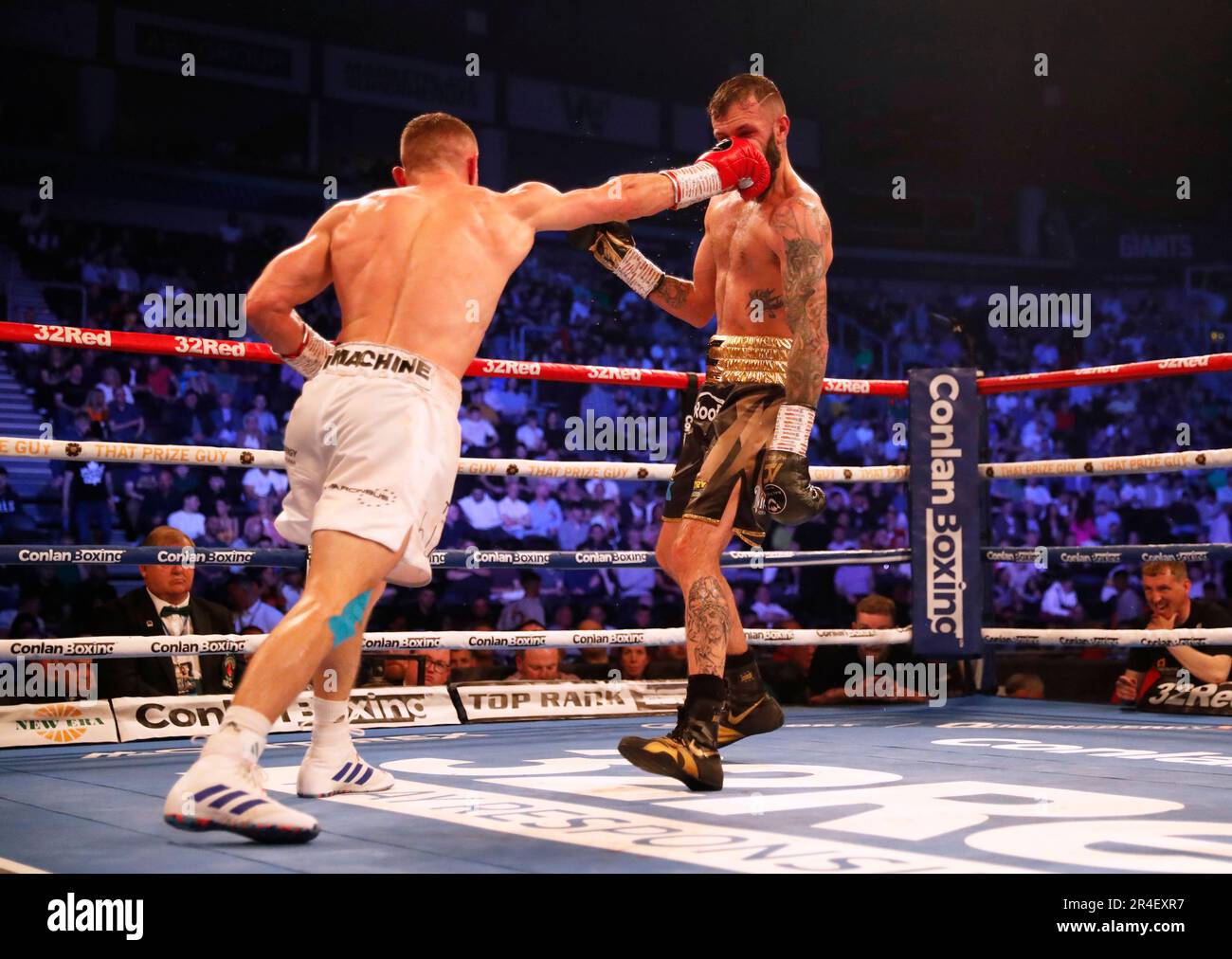 Anthony Cacace (right) and Damian Wrzesinski in action during their IBO ...