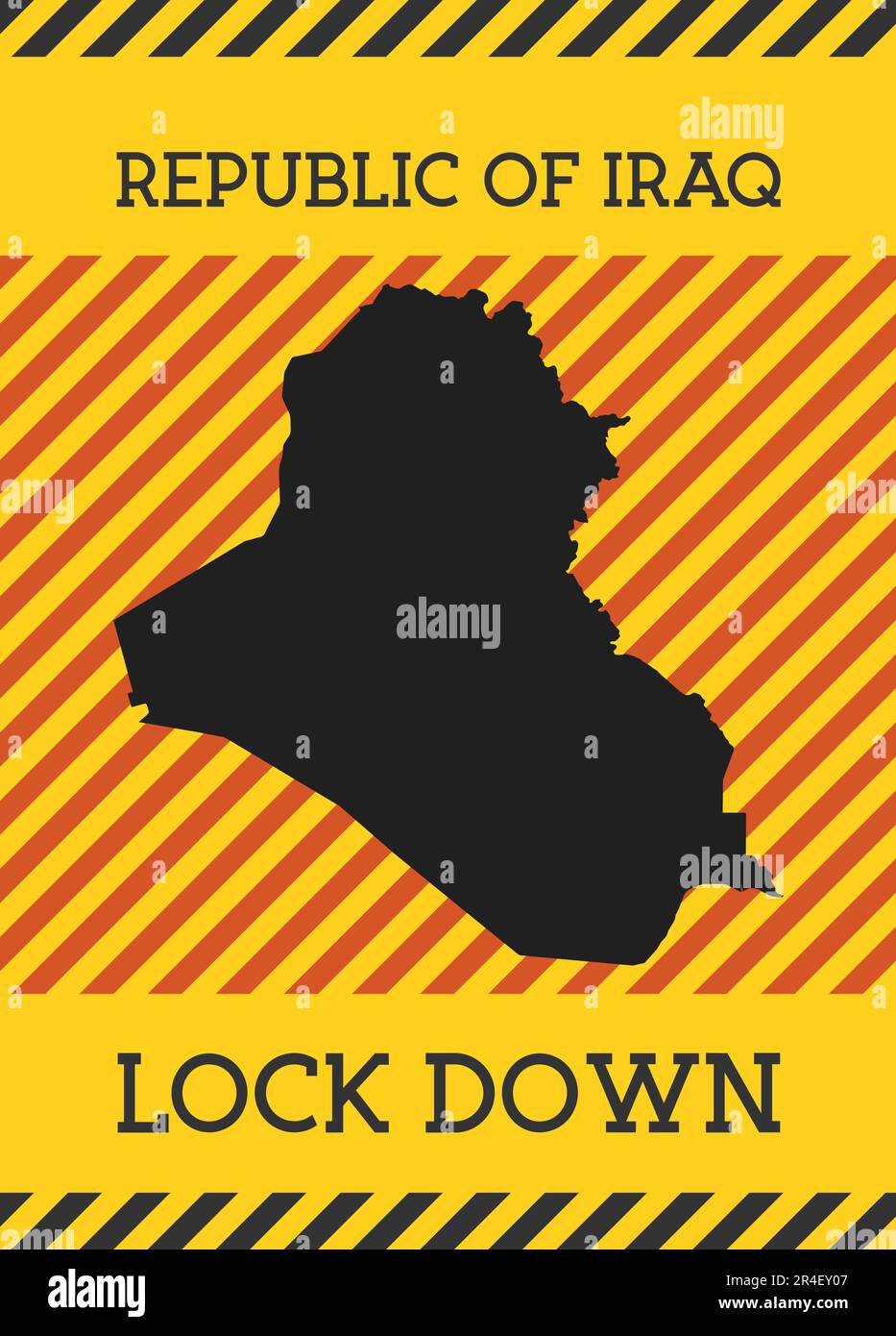 Republic of Iraq Lock Down Sign. Yellow country pandemic danger icon ...