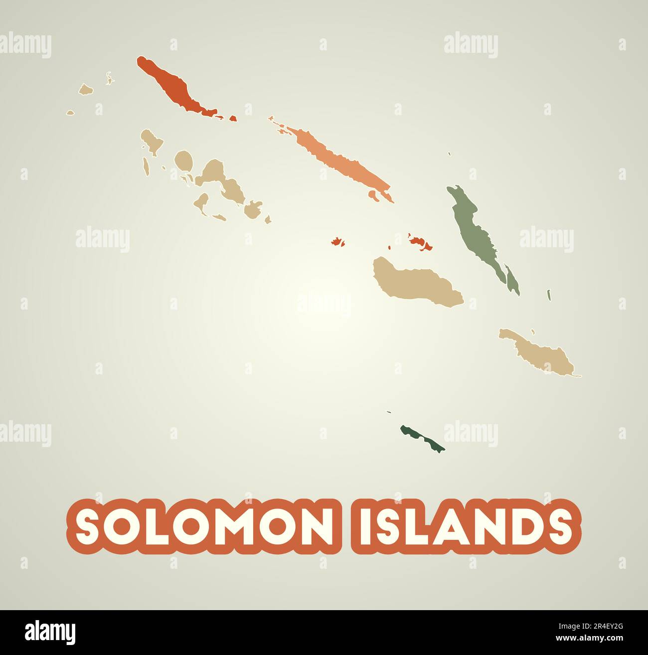 Solomon Islands poster in retro style. Map of the country with regions ...