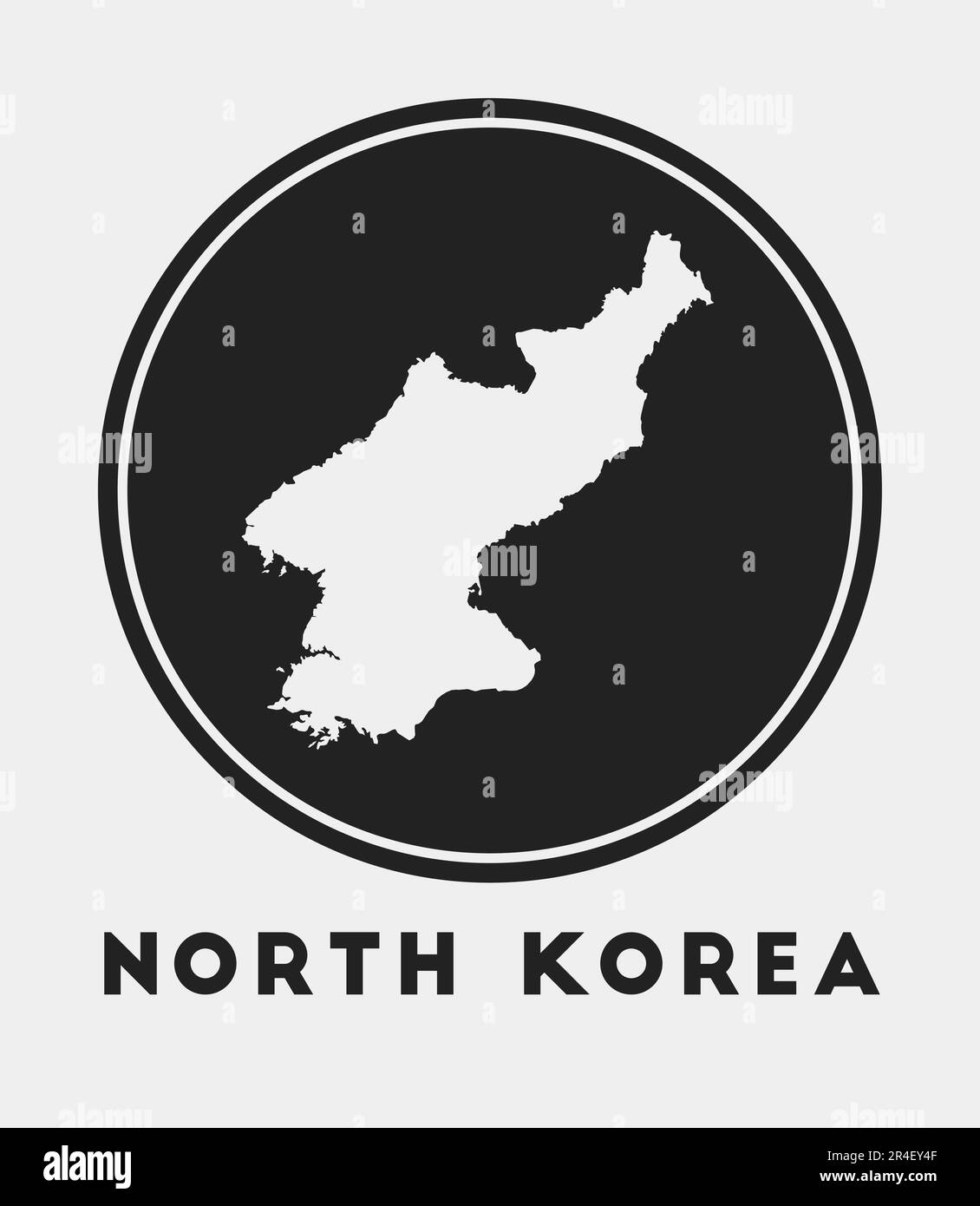 North Korea icon. Round logo with country map and title. Stylish North ...