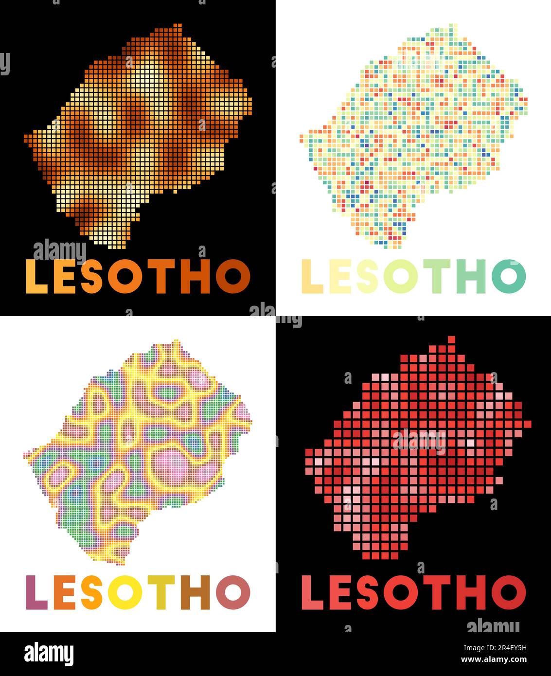Lesotho map. Collection of maps of Lesotho in dotted style. Borders of ...
