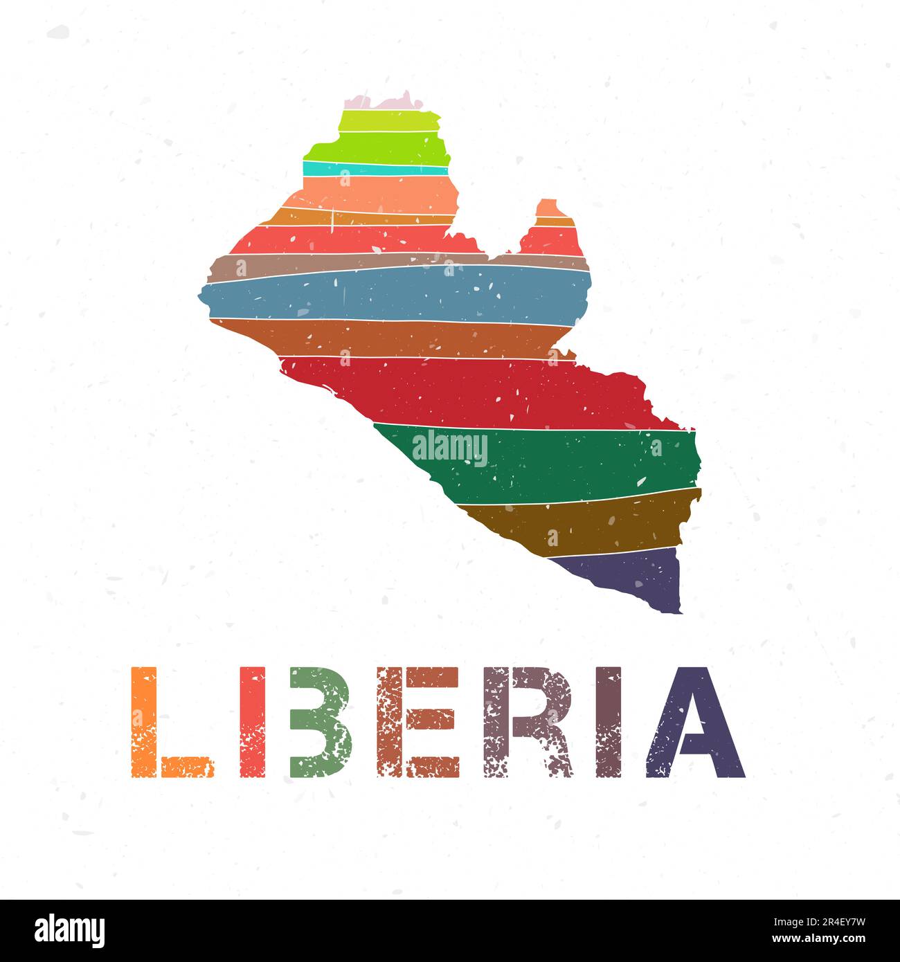 Liberia map design. Shape of the country with beautiful geometric waves and grunge texture ...