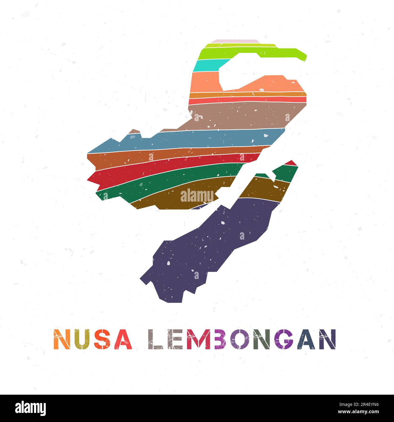 Nusa Lembongan map design. Shape of the island with beautiful geometric ...