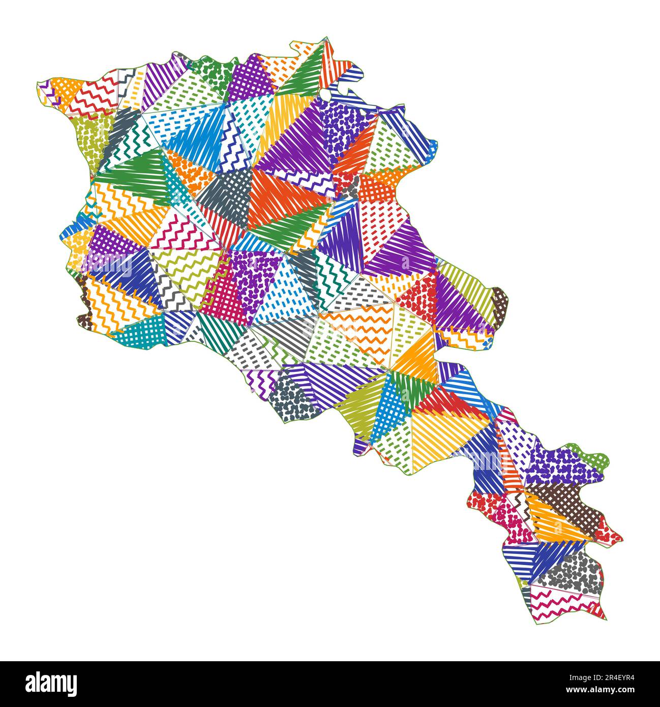 Kid style map of Armenia. Hand drawn polygons in the shape of Armenia ...