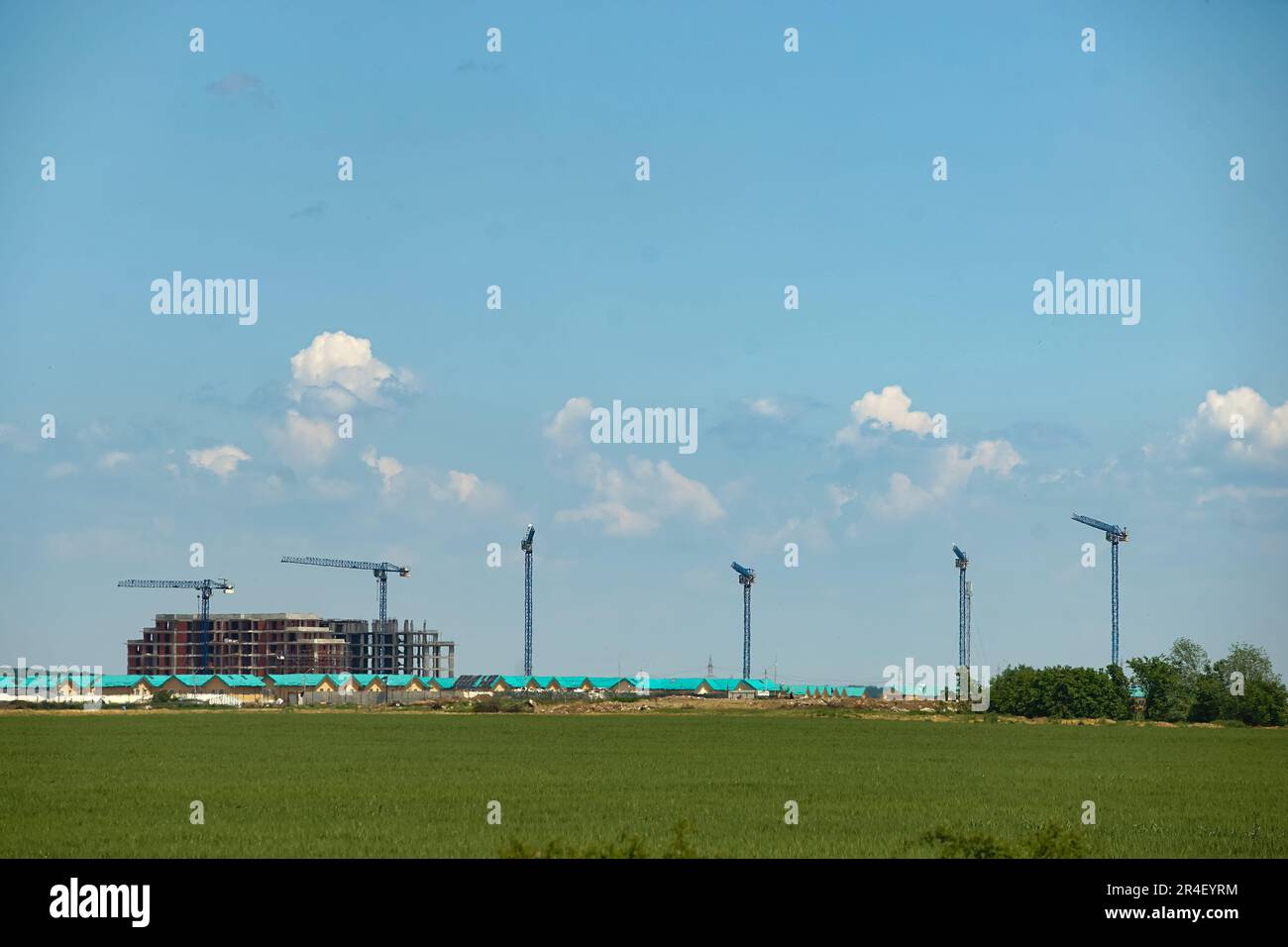 Tunari, Romania - Mai 24, 2023: Construction cranes can be seen at the ...