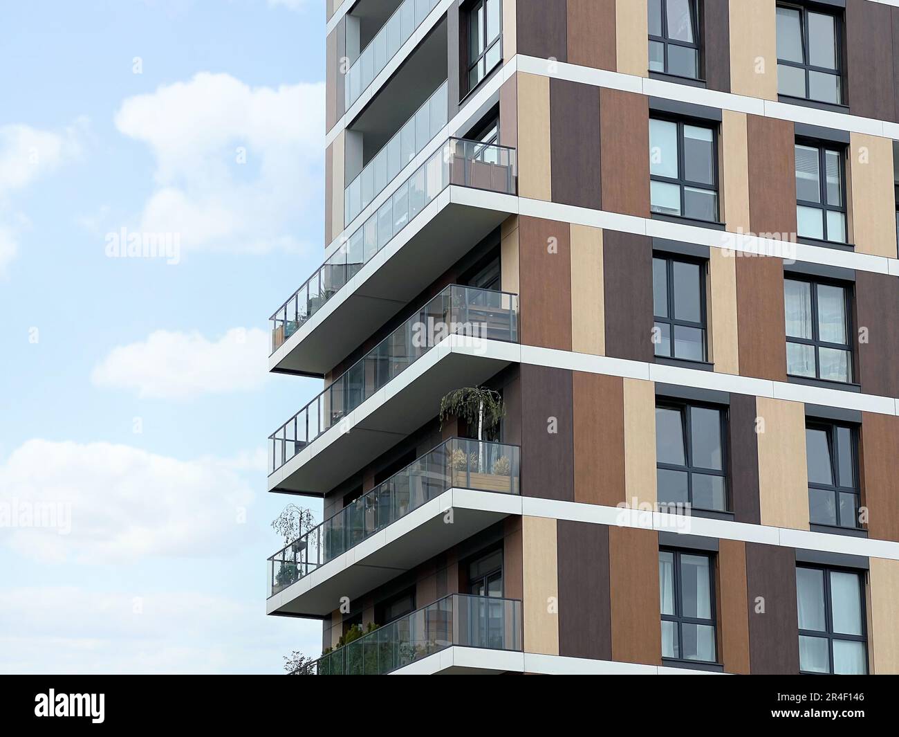 Exterior of beautiful building with balconies outdoors Stock Photo - Alamy