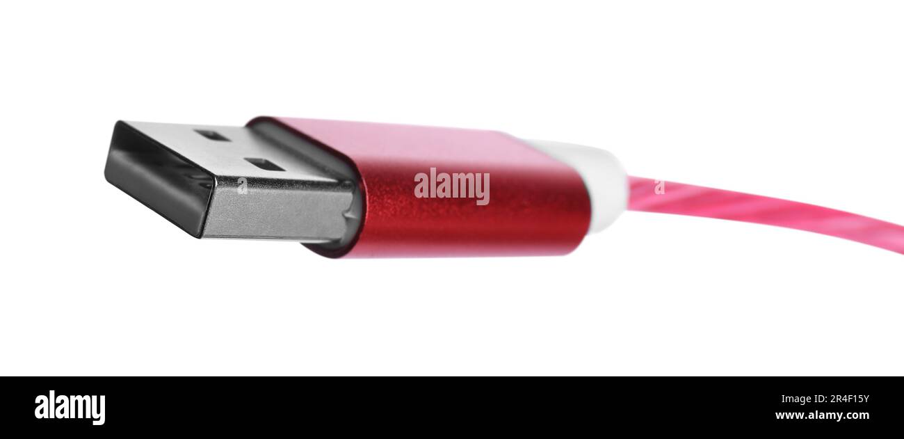 Type A connector of red USB cable isolated on white Stock Photo - Alamy