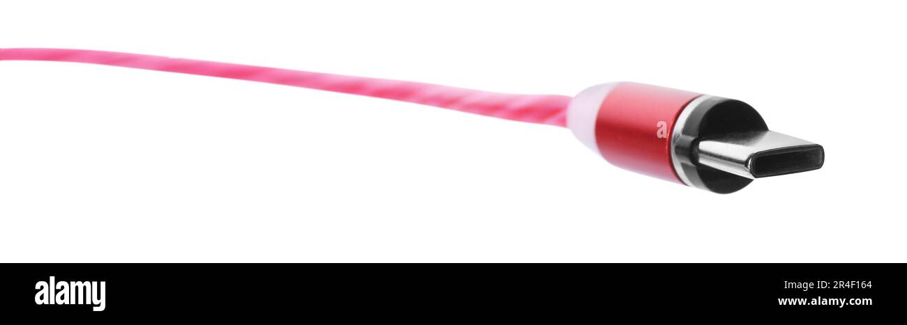 Red USB cable with type C connector isolated on white Stock Photo - Alamy