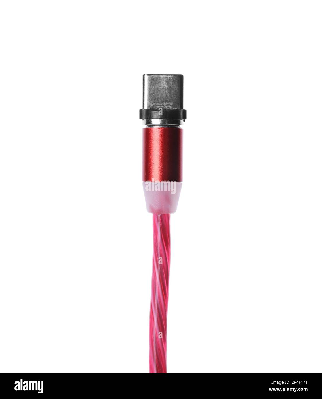 Red USB cable with type C connector isolated on white Stock Photo - Alamy