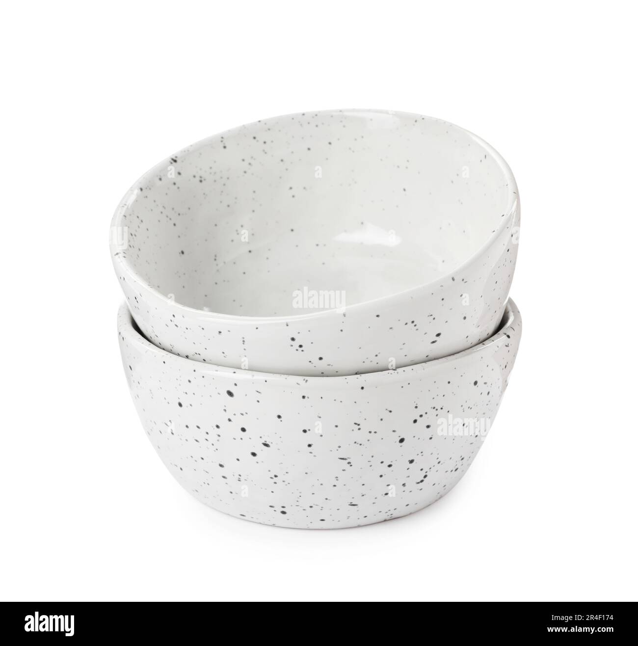 Beautiful empty ceramic bowls on white background Stock Photo - Alamy