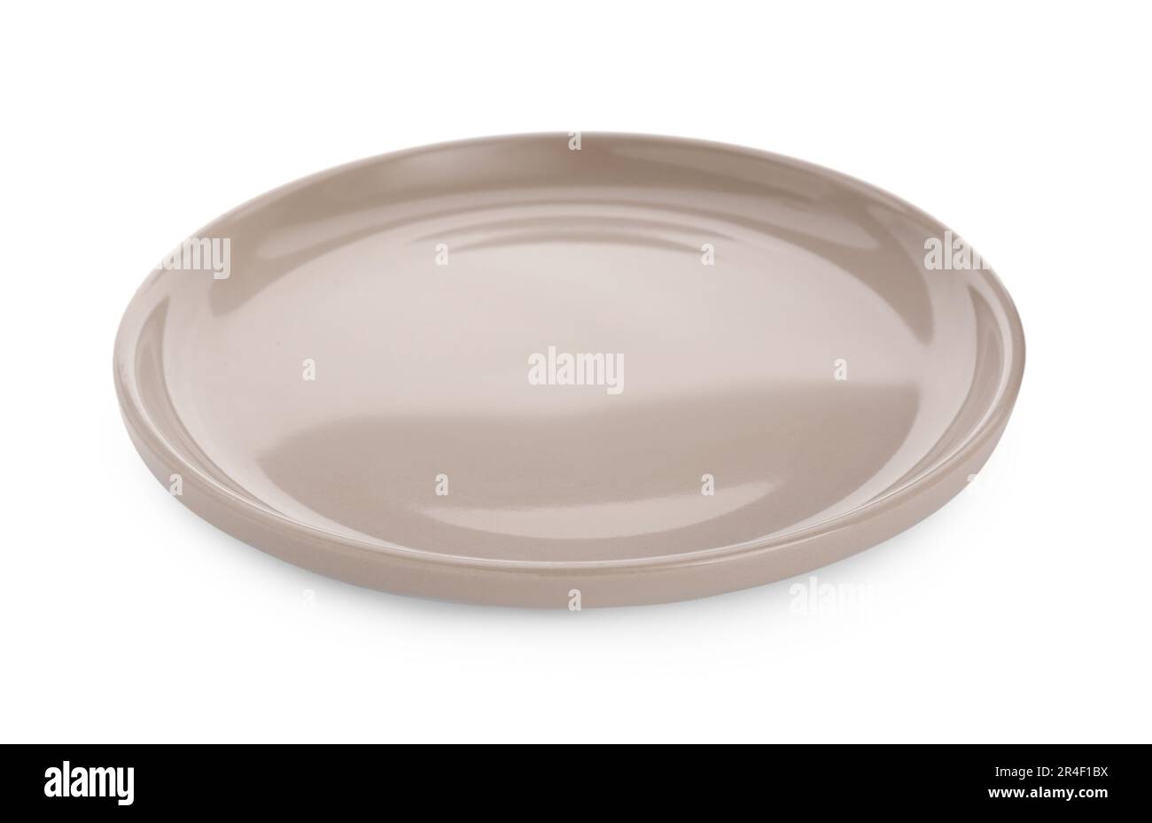 Empty beige ceramic plate isolated on white Stock Photo - Alamy