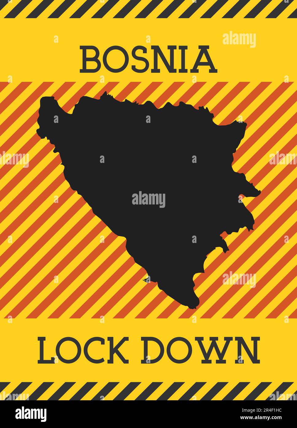 Bosnia Lockdown Sign. Yellow country pandemic danger icon. Vector ...