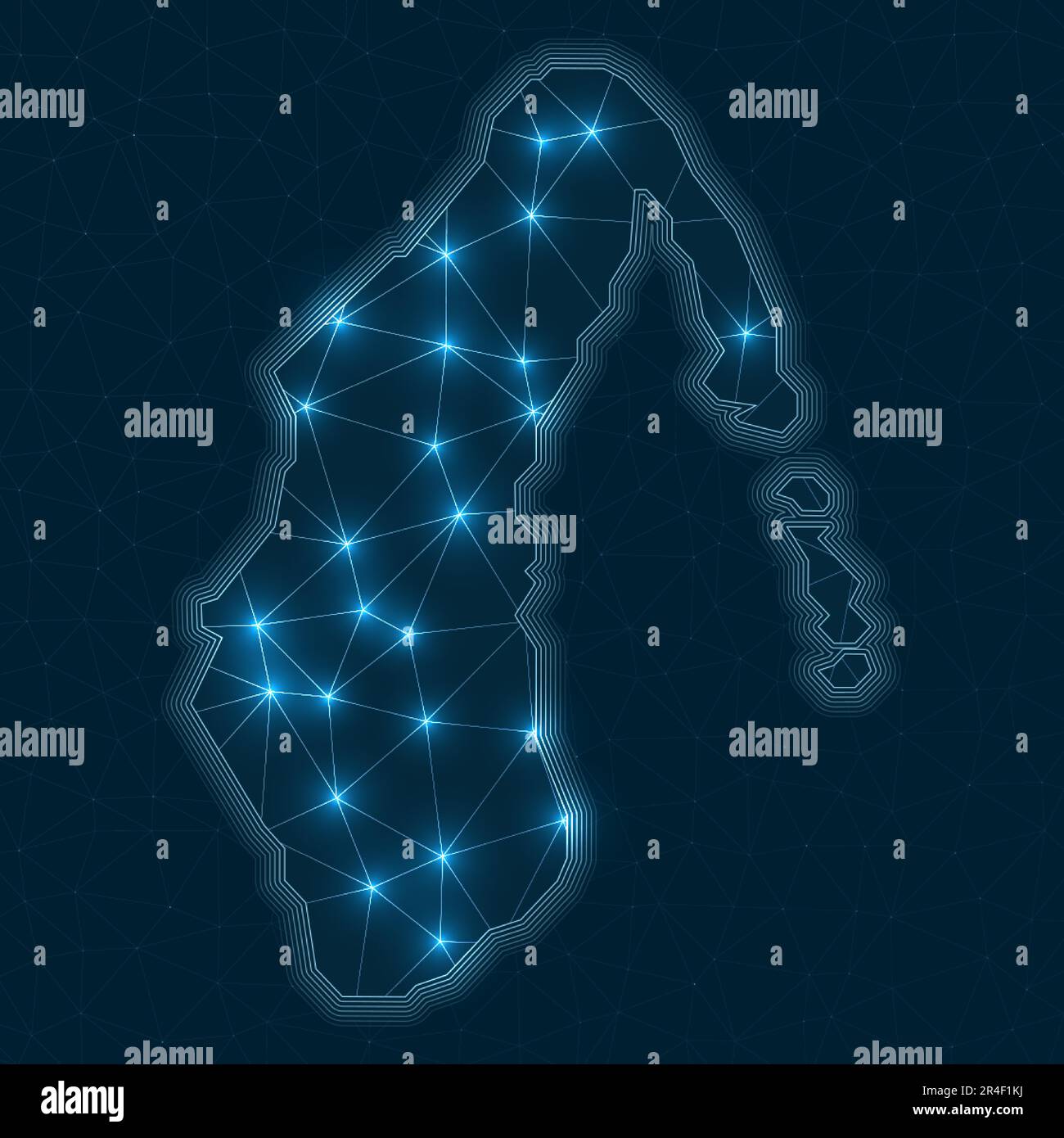 Aitutaki network map. Abstract geometric map of the island. Digital ...