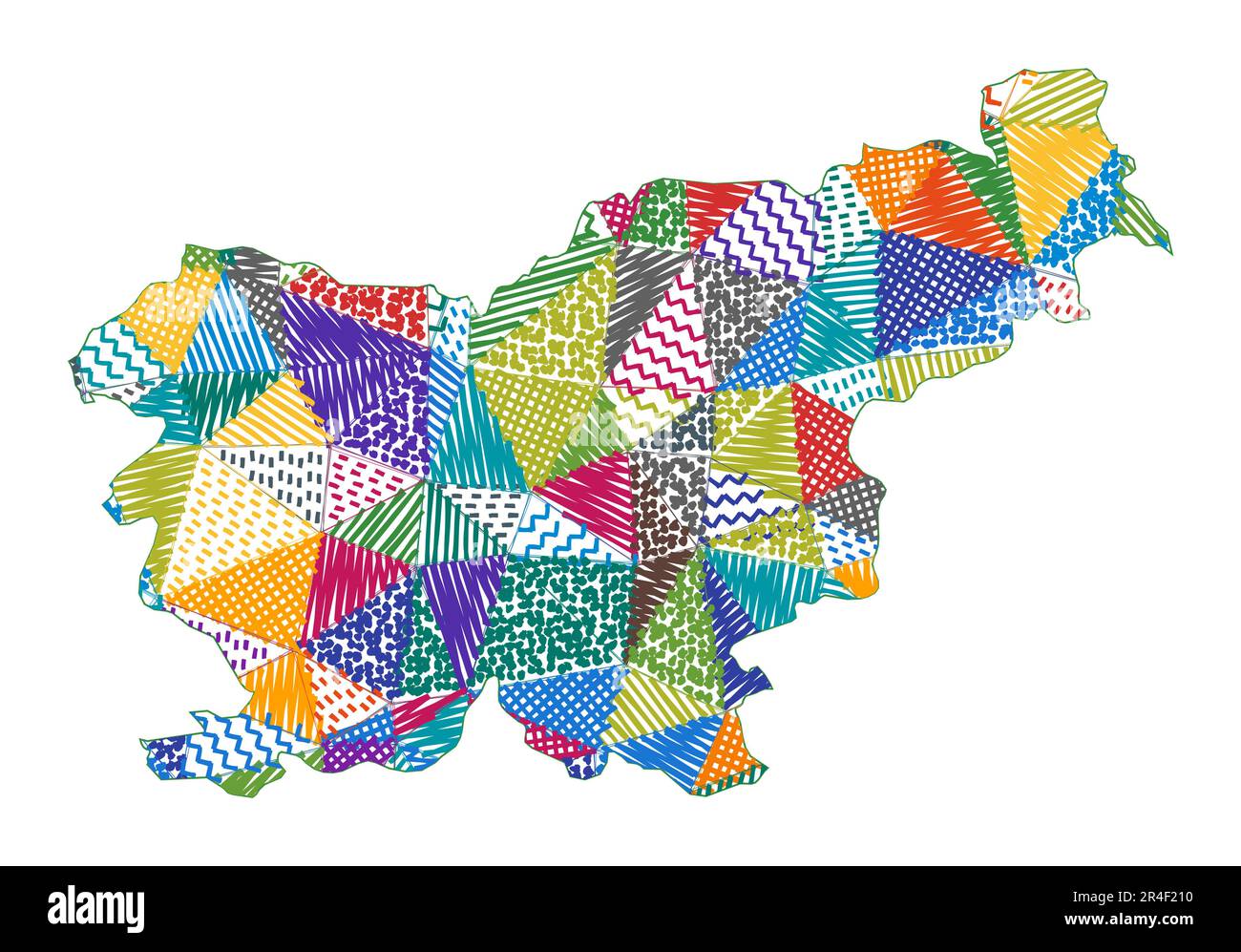 Kid style map of Slovenia. Hand drawn polygons in the shape of Slovenia ...