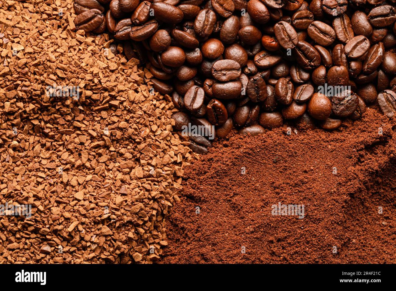 Different types of coffee as background, top view Stock Photo - Alamy