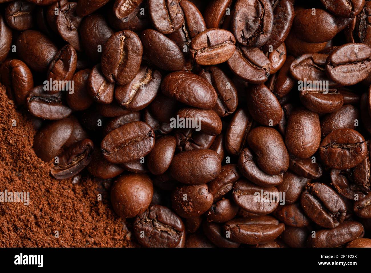Different types of coffee as background, top view Stock Photo - Alamy