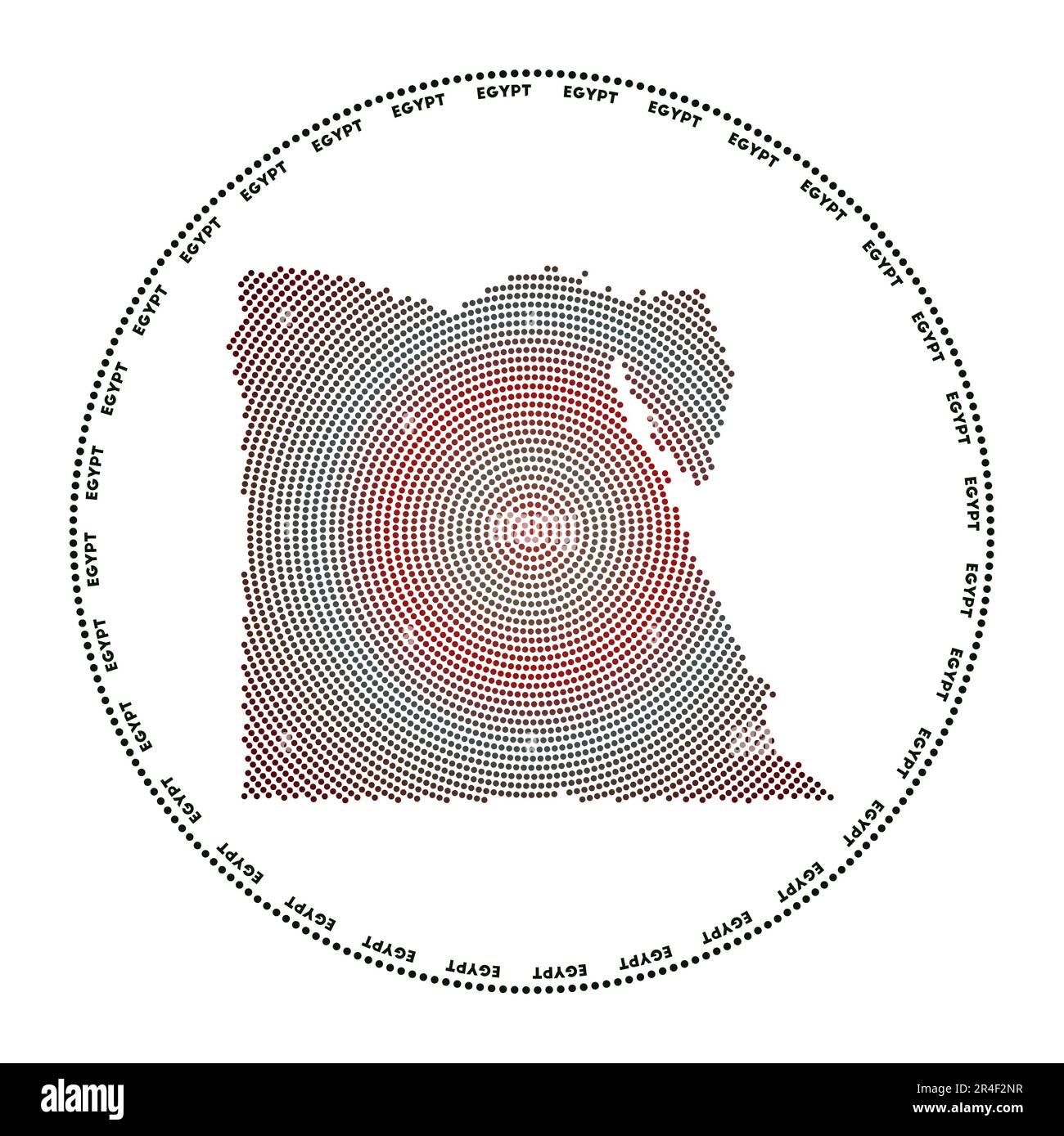 Egypt round logo. Digital style shape of Egypt in dotted circle with ...
