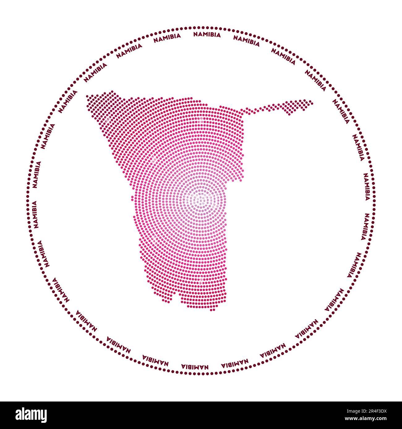 Namibia round logo. Digital style shape of Namibia in dotted circle ...