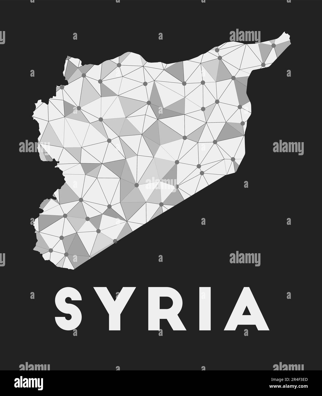 Syria - communication network map of country. Syria trendy geometric ...