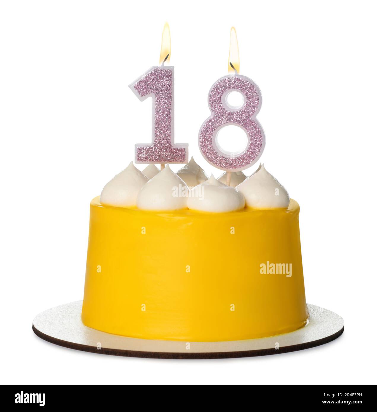 18th birthday. Delicious cake with number shaped candles for coming of ...