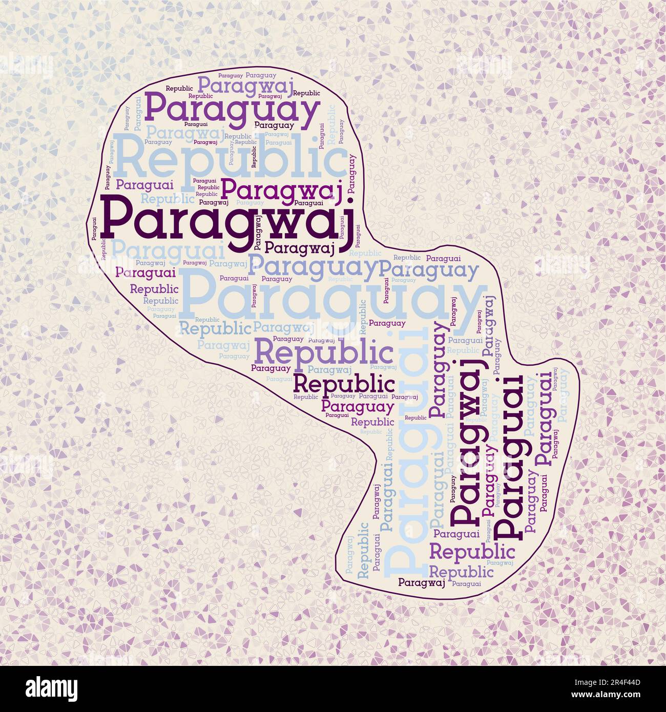 Paraguay shape with country names word cloud in multiple languages ...