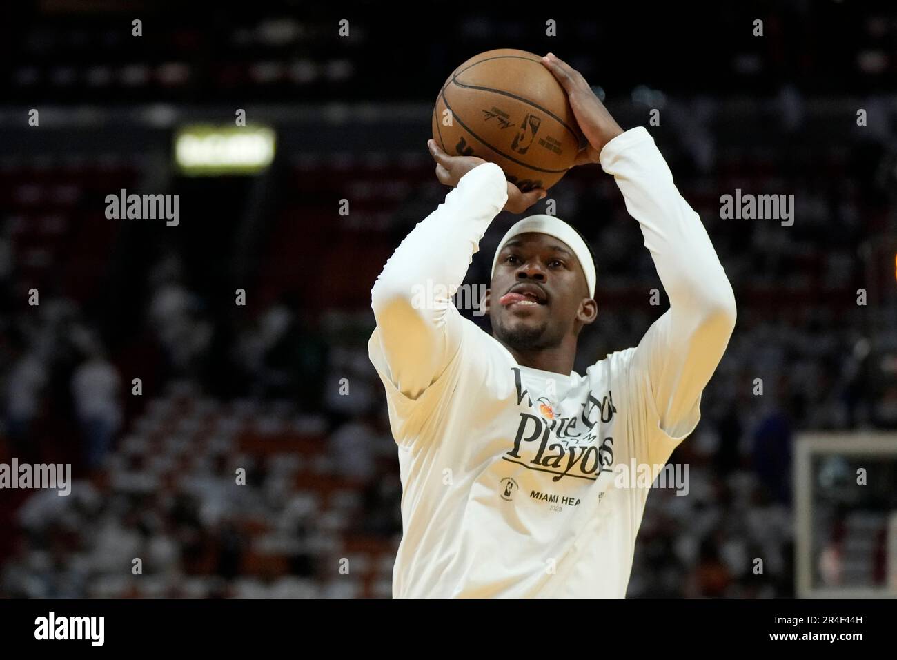 Miami Heat forward Jimmy Butler warms up before the start of Game 6 of ...