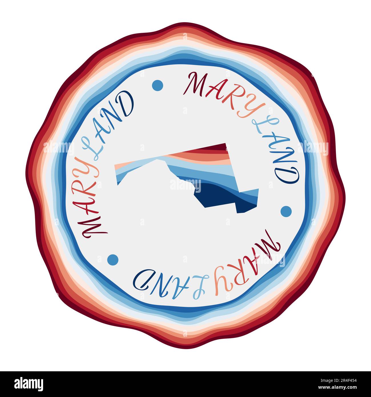 Maryland badge. Map of the US state with beautiful geometric waves and ...
