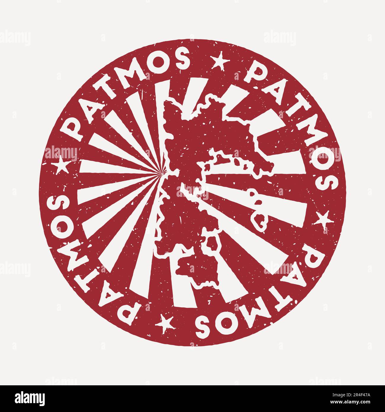 Patmos stamp. Travel red rubber stamp with the map of the island ...
