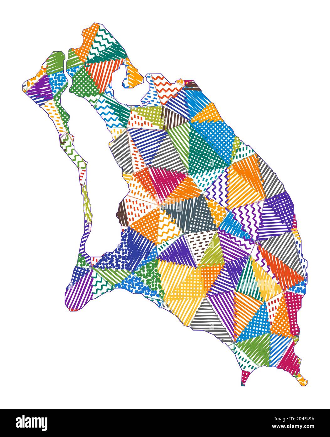 Kid style map of Barbuda. Hand drawn polygons in the shape of Barbuda ...