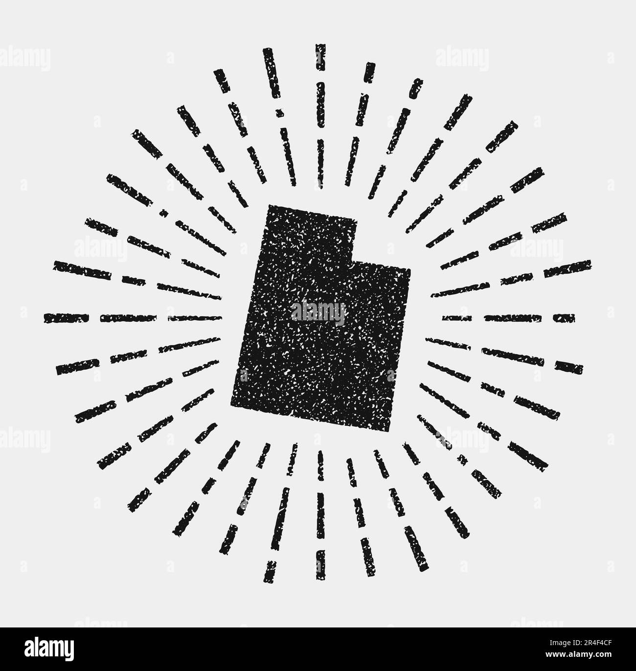 Vintage map of Utah. Grunge sunburst around the US state. Black Utah ...