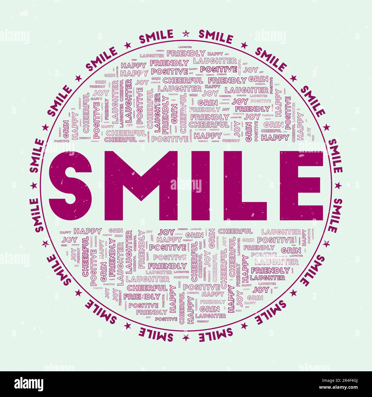 Smile - round badge. Text smile with keywords word clouds and circular ...
