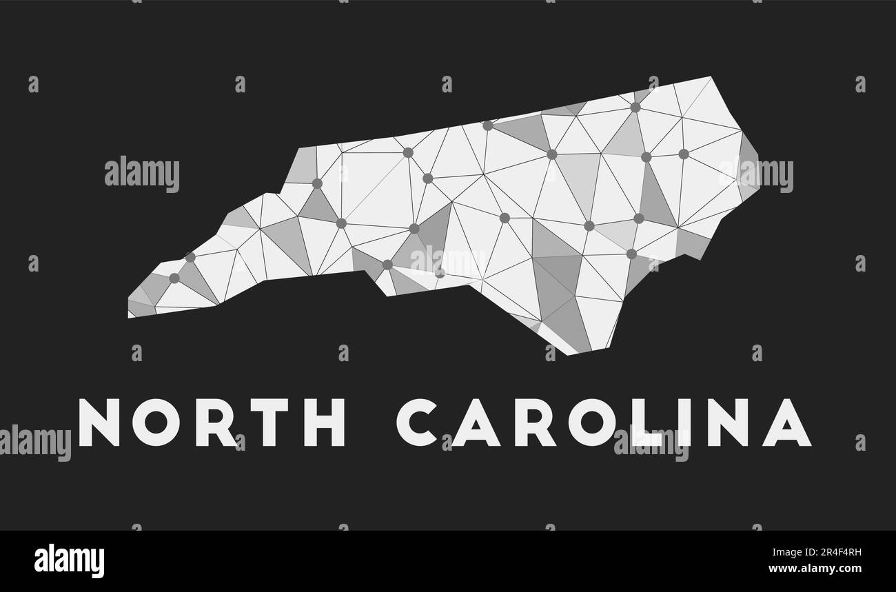 North Carolina - communication network map of US state. North Carolina ...