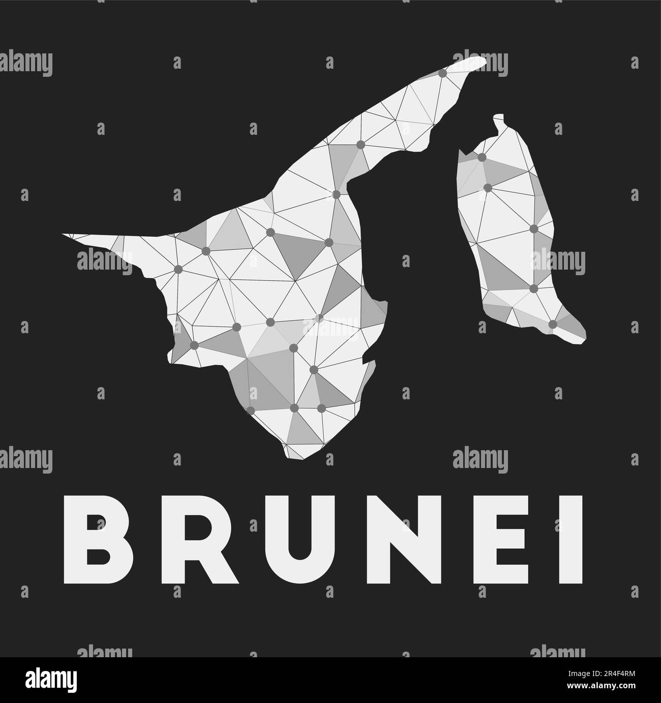 Brunei - communication network map of country. Brunei trendy geometric design on dark background ...