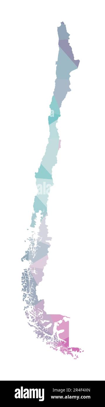Polygonal map of Chile. Geometric illustration of the country in ...