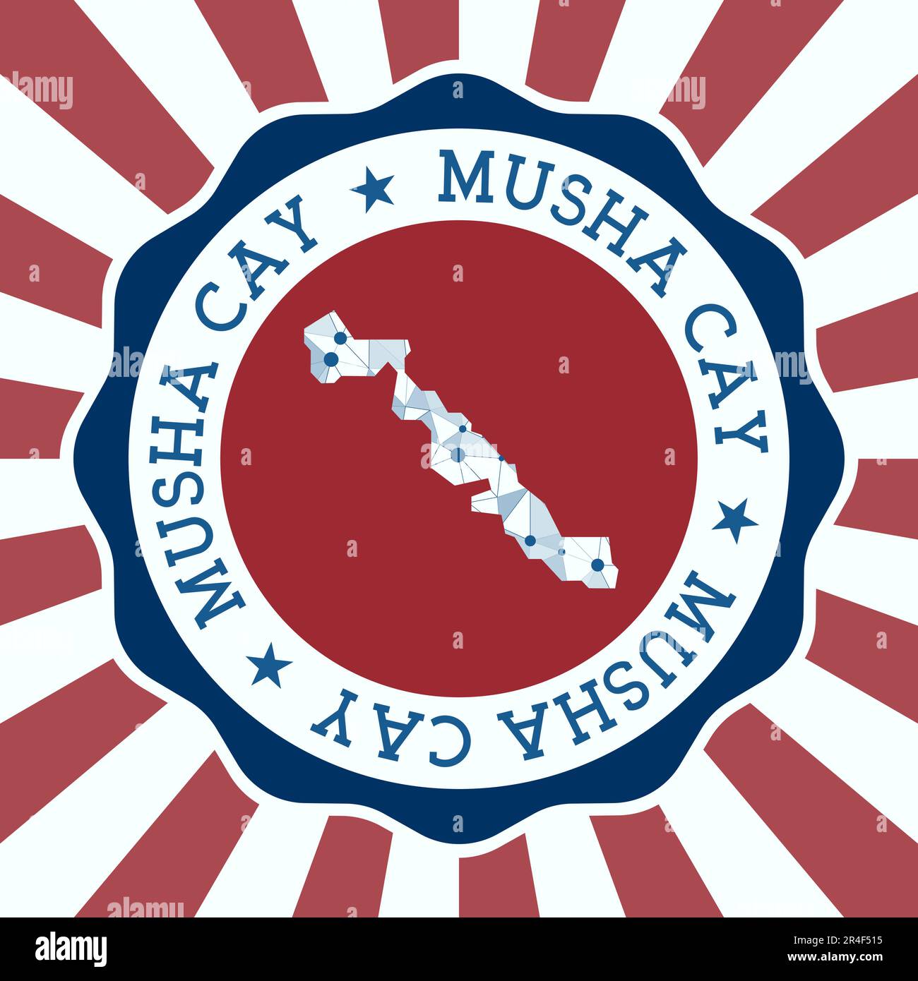 Musha Cay Badge. Round logo of island with triangular mesh map and ...
