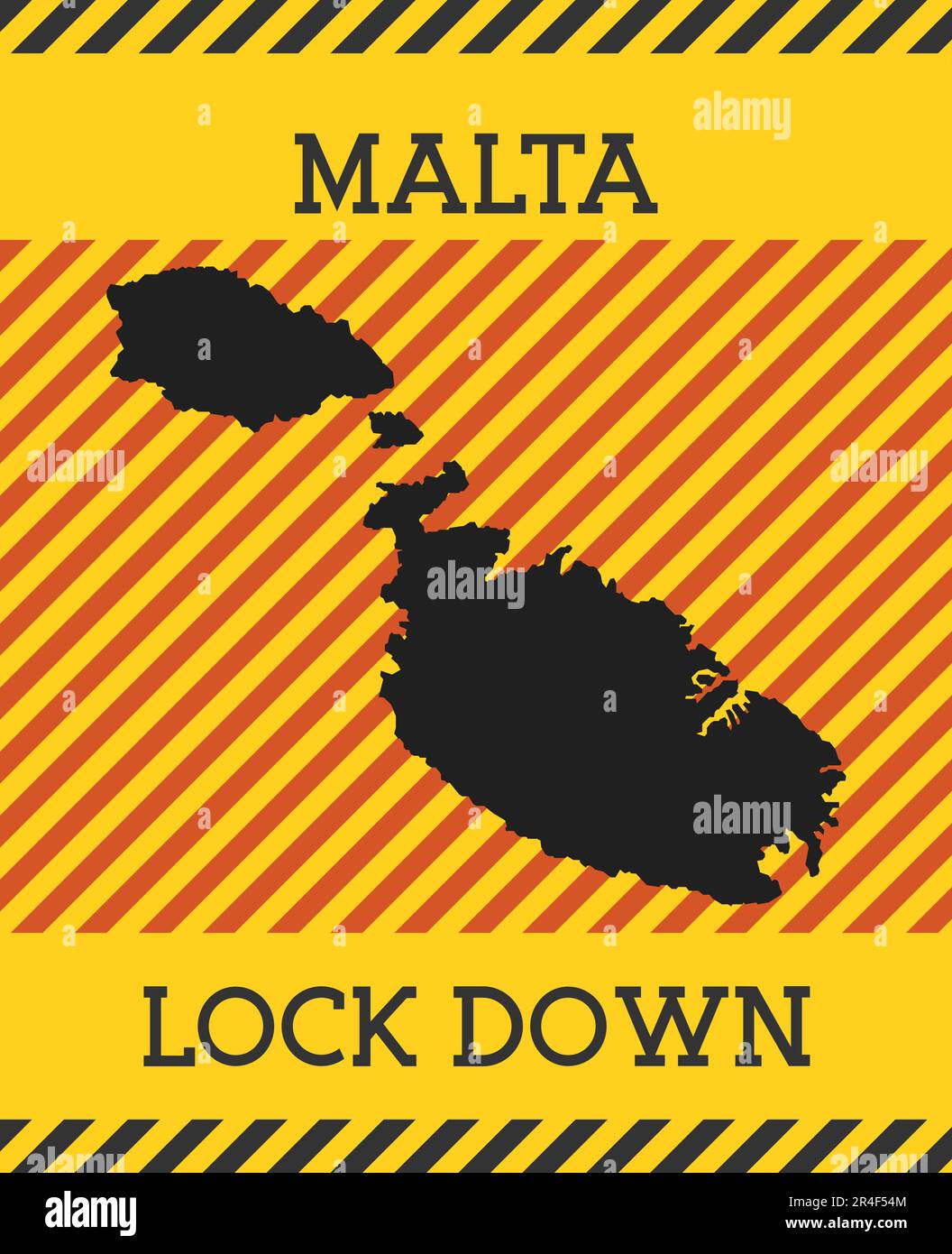 Malta Lock Down Sign. Yellow island pandemic danger icon. Vector ...