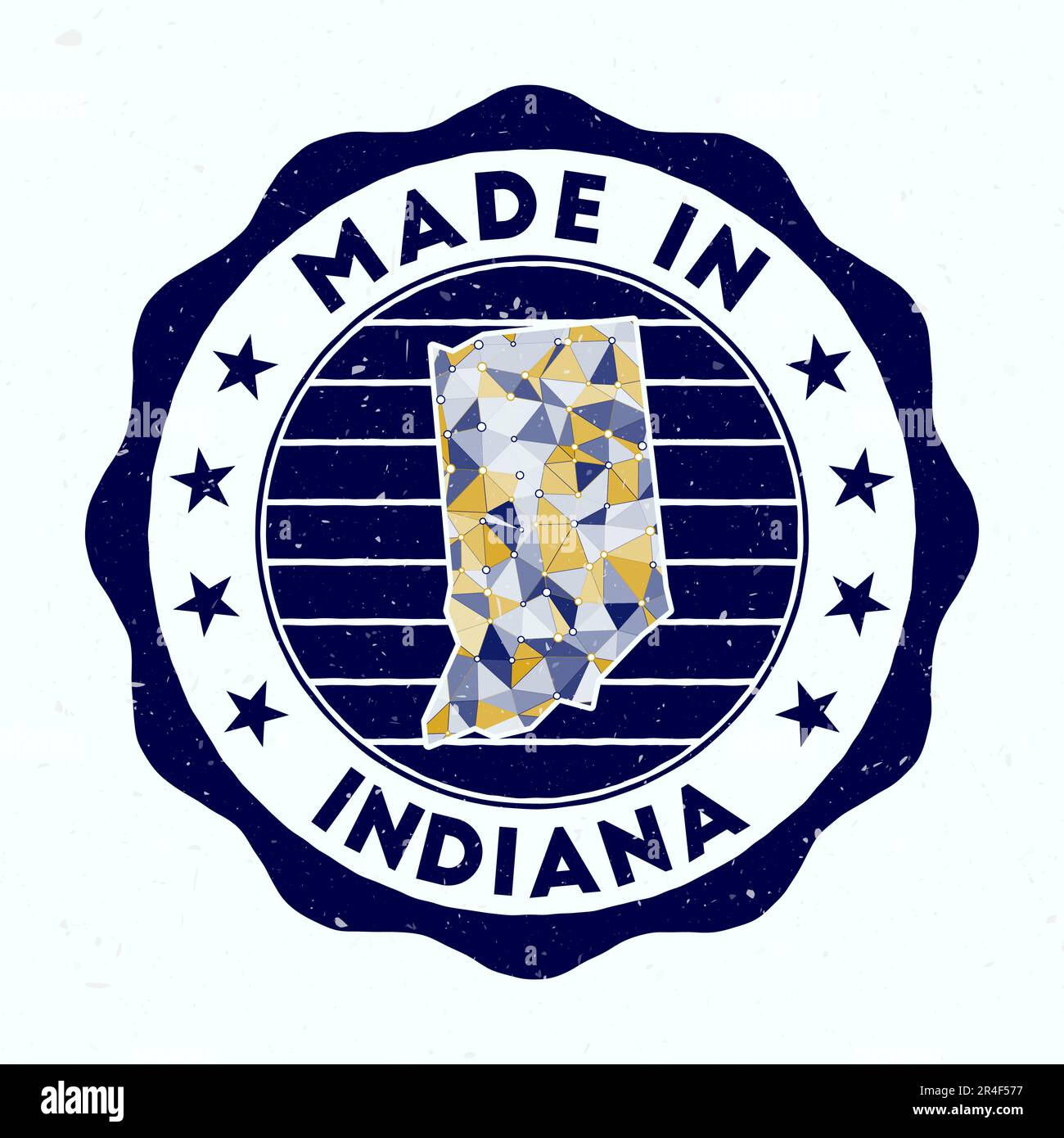 Made In Indiana. US state round stamp. Seal of Indiana with border ...