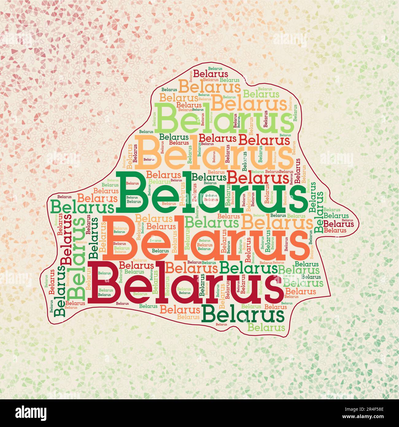Belarus shape with country names word cloud in multiple languages ...