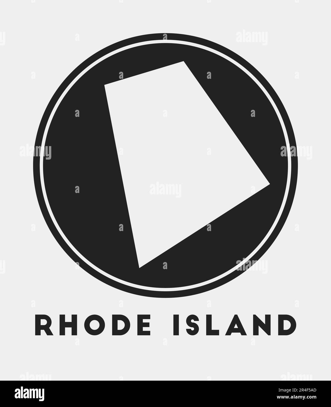 Rhode Island icon. Round logo with US state map and title. Stylish ...