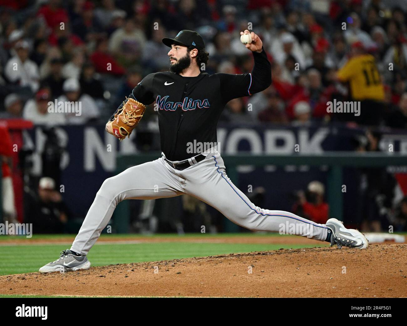 ANAHEIM, CA - MAY 26: Miami Marlins pitcher Andrew Nardi (43) pitching ...
